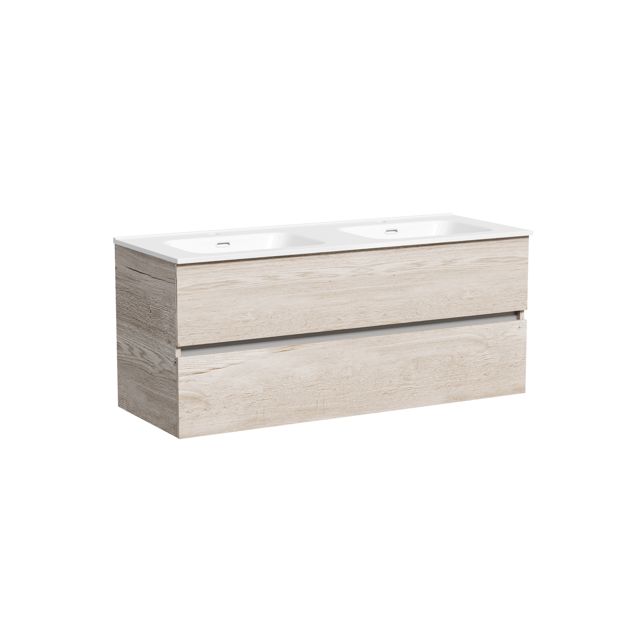 Тумба подвесная SANCOS Urban 1190х450х550, c двумя ящиками с доводчиками, дуб галифакс натуральный , арт. UR120-2EG