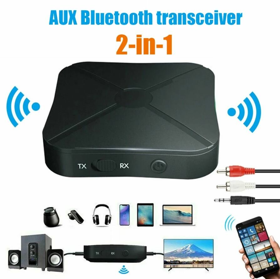 Адаптер Bluetooth 2в1, AudioTransmitter, ресивер с разъемом 3.5 мм, черный