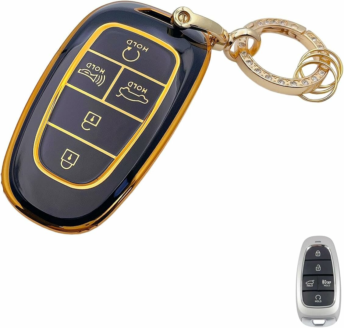 Чехол-брелок для Kia с брелком, черный мягкий защитный чехол из ТПУ для Telluride 2023 2024, 5 кнопок, умный дистанционн