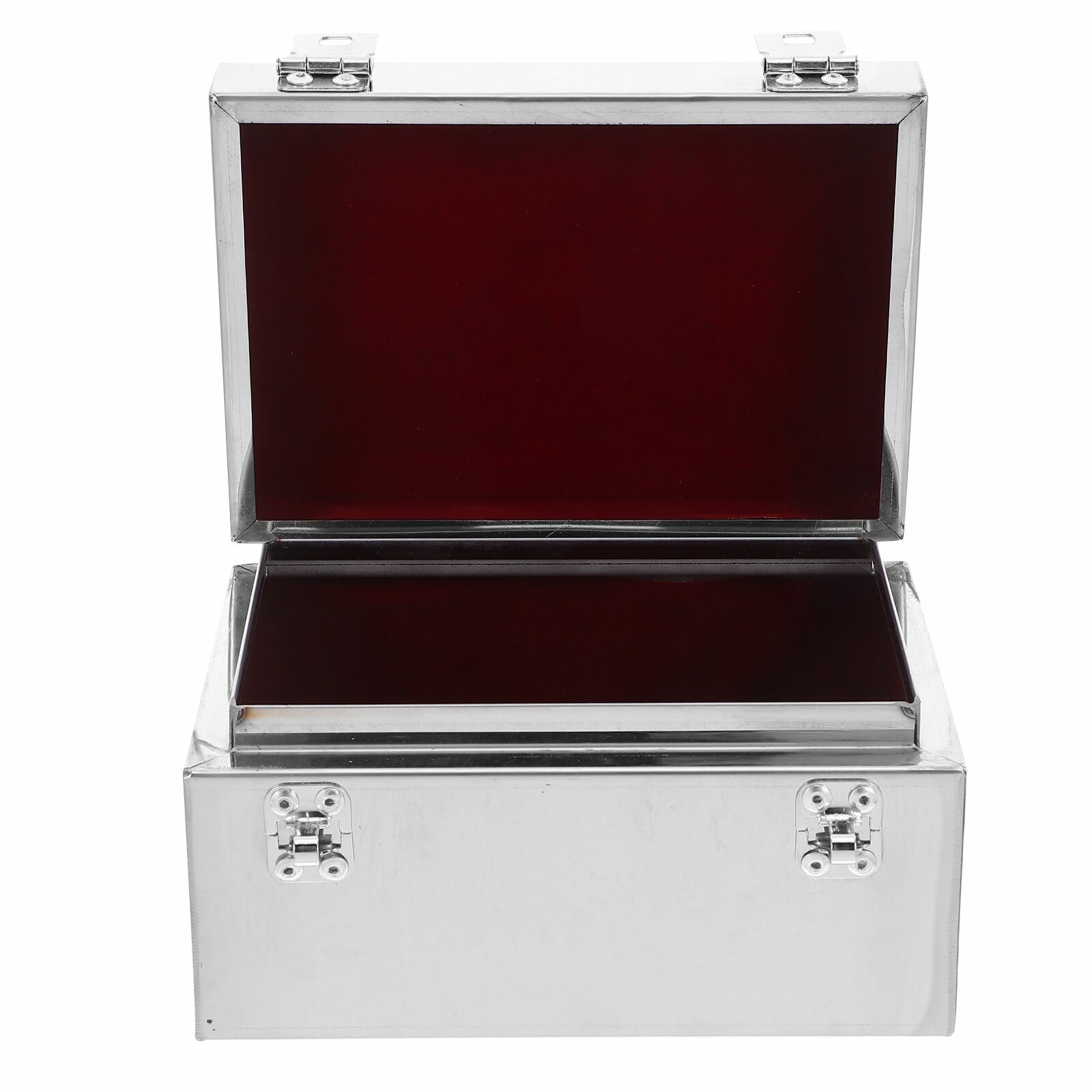 Серебристый металлический банковский ящик с замком из нержавеющей стали для хранения денег и документов