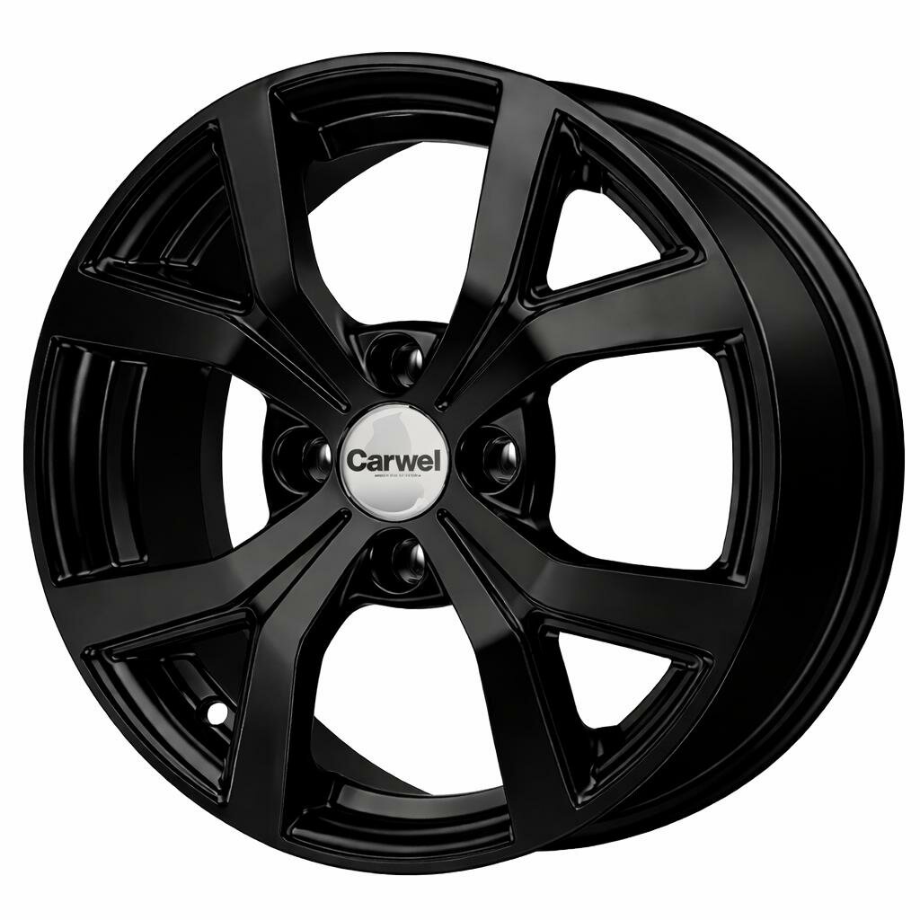 Диск автомобильный литой Carwel Таир 147 15x6 4x100 et45 dia54.1 Чёрный глянцевый