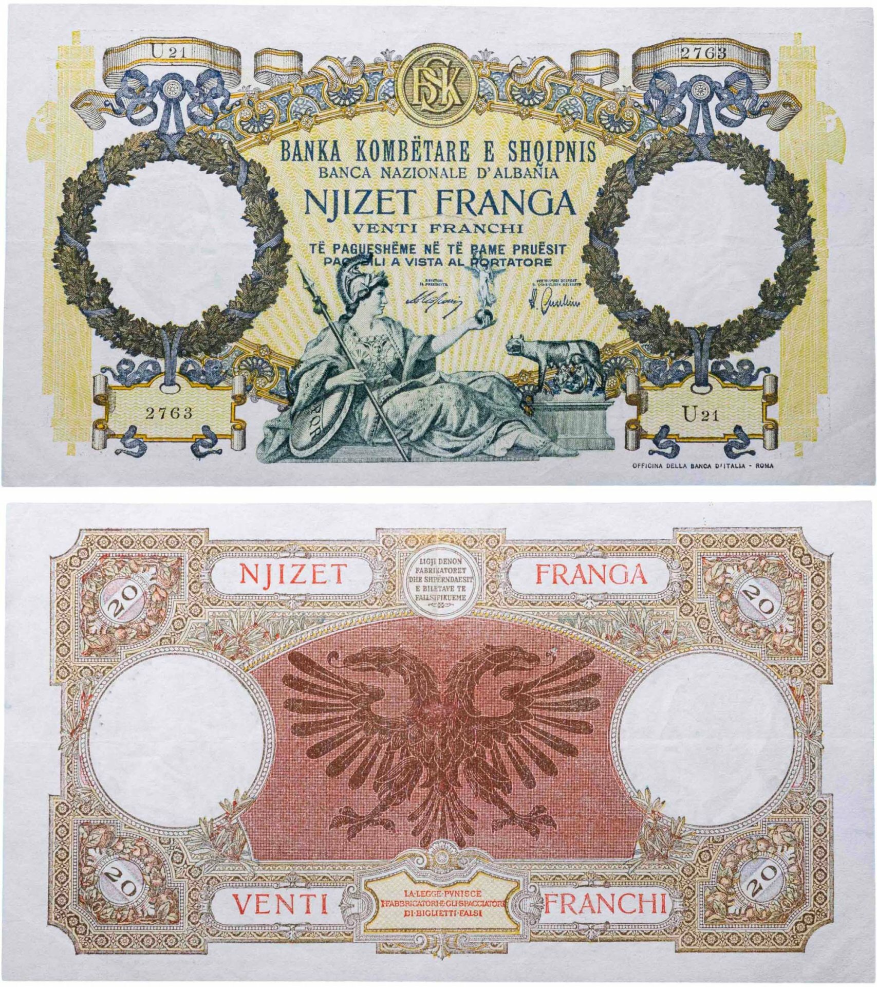Албания 20 франков 1939