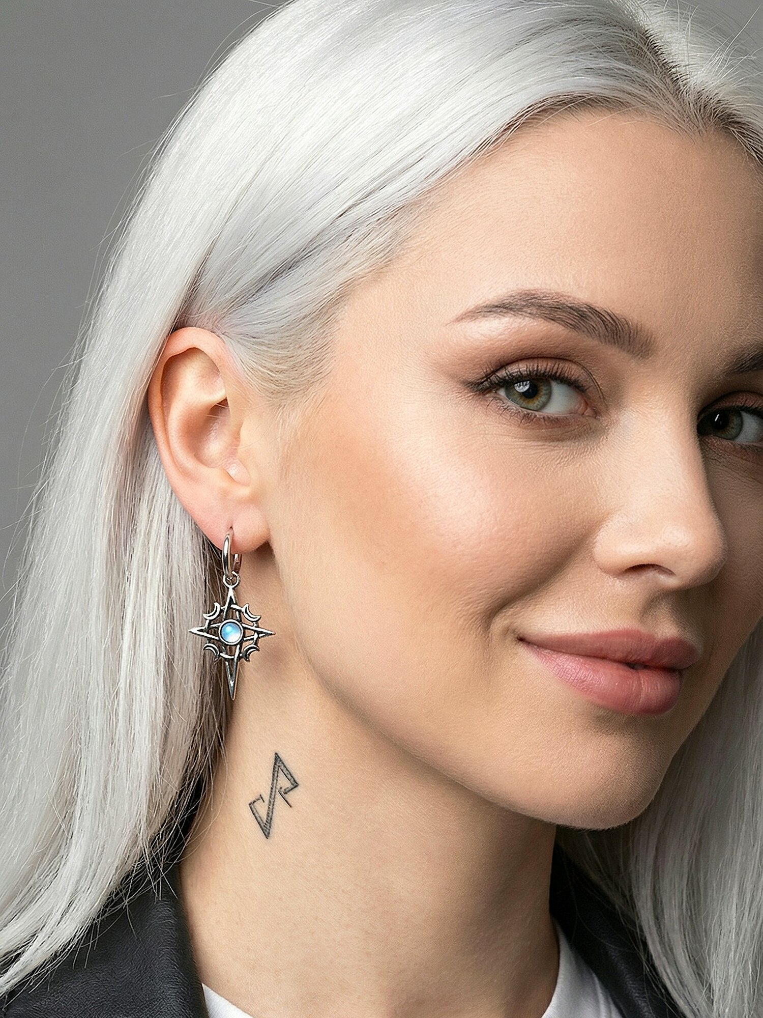 Серьги-трансформеры, искусственный камень