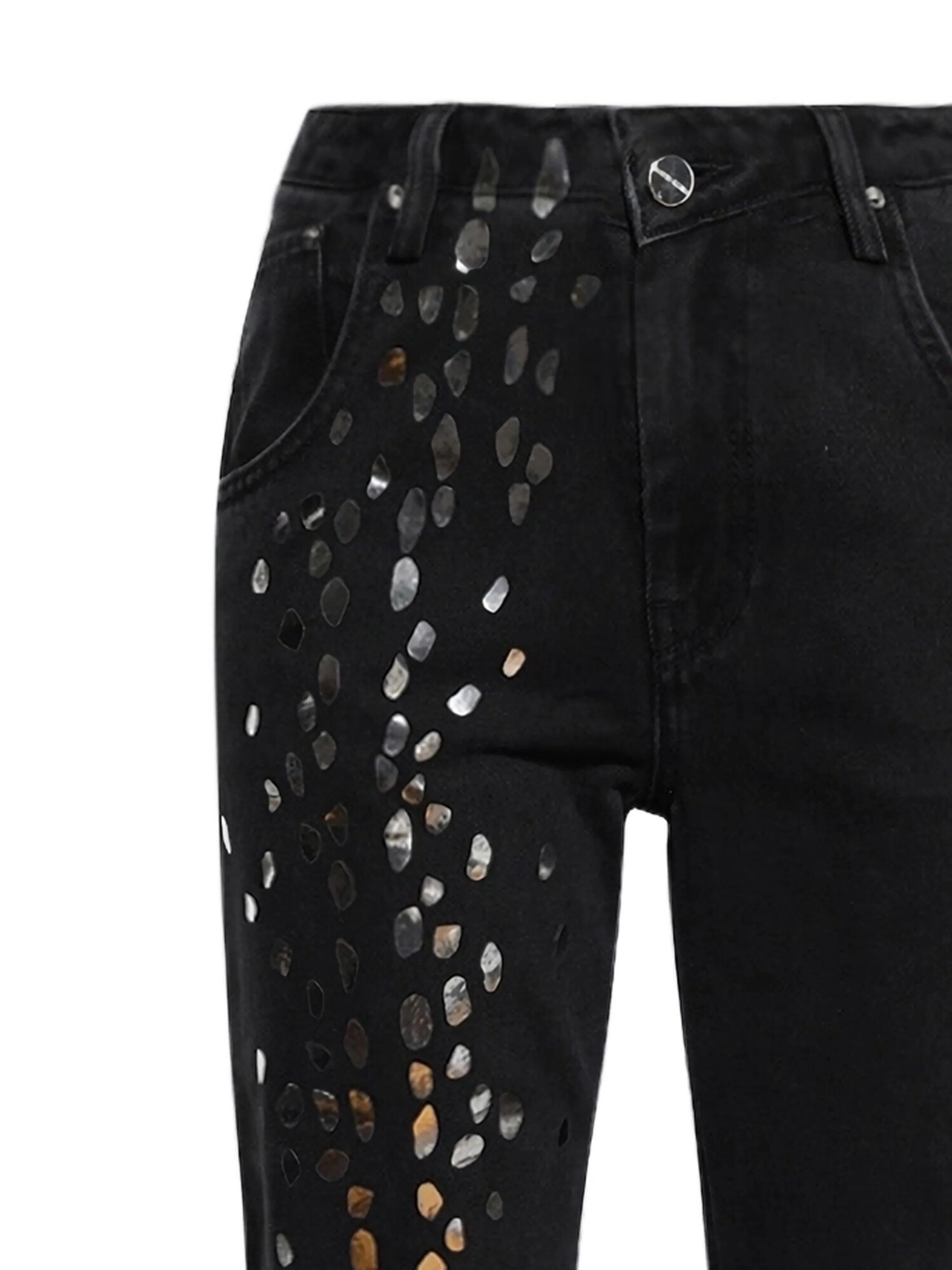 Джинсы David Koma Speckled foil jeans, размер 12, black/black — фото 1