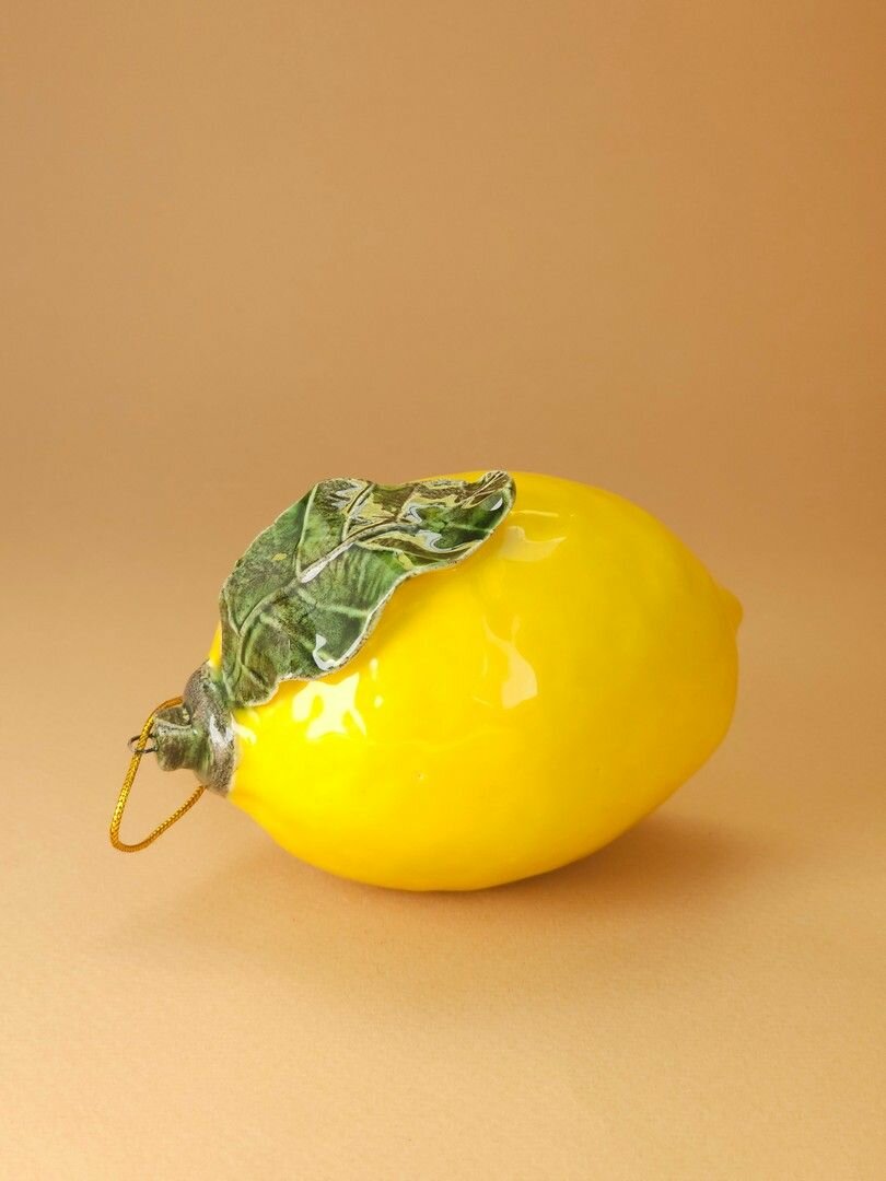 Керамический фрукт "Лимон (жёлтый)". Ярославская майолика. Керамика ручной работы. Сделано в России.