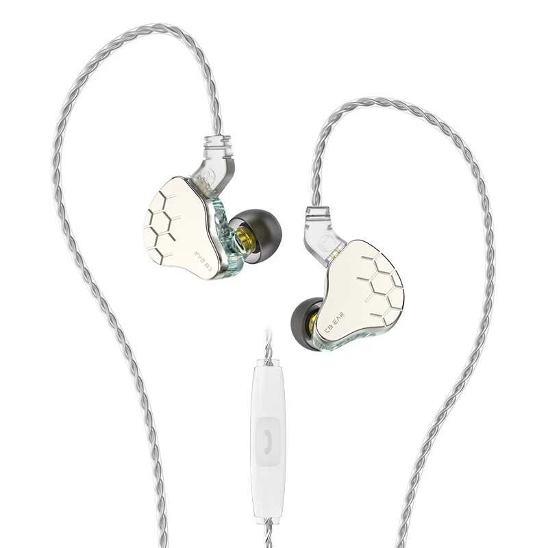 KBEAR Cloud Sparrow Вкладыши с микрофоном, серебристо-голубой цвет, Hi-Fi звук, сменный кабель