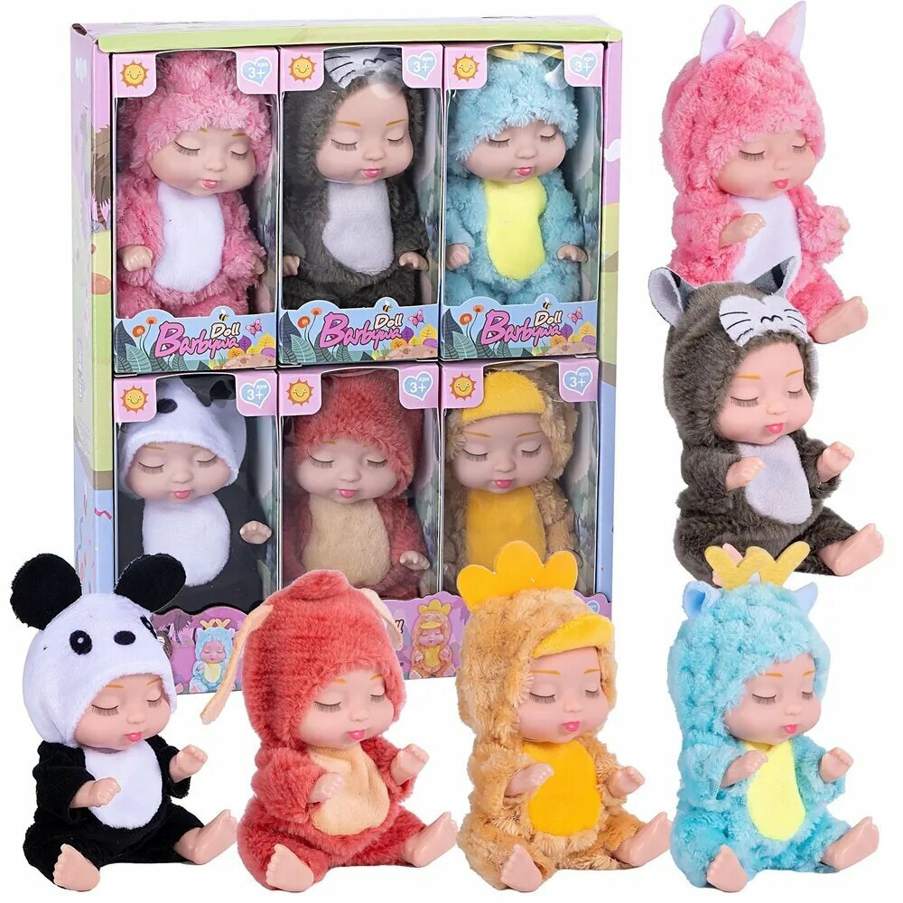Игрушки куклы для девочек, набор мини кукол с одеждой, 6 шт