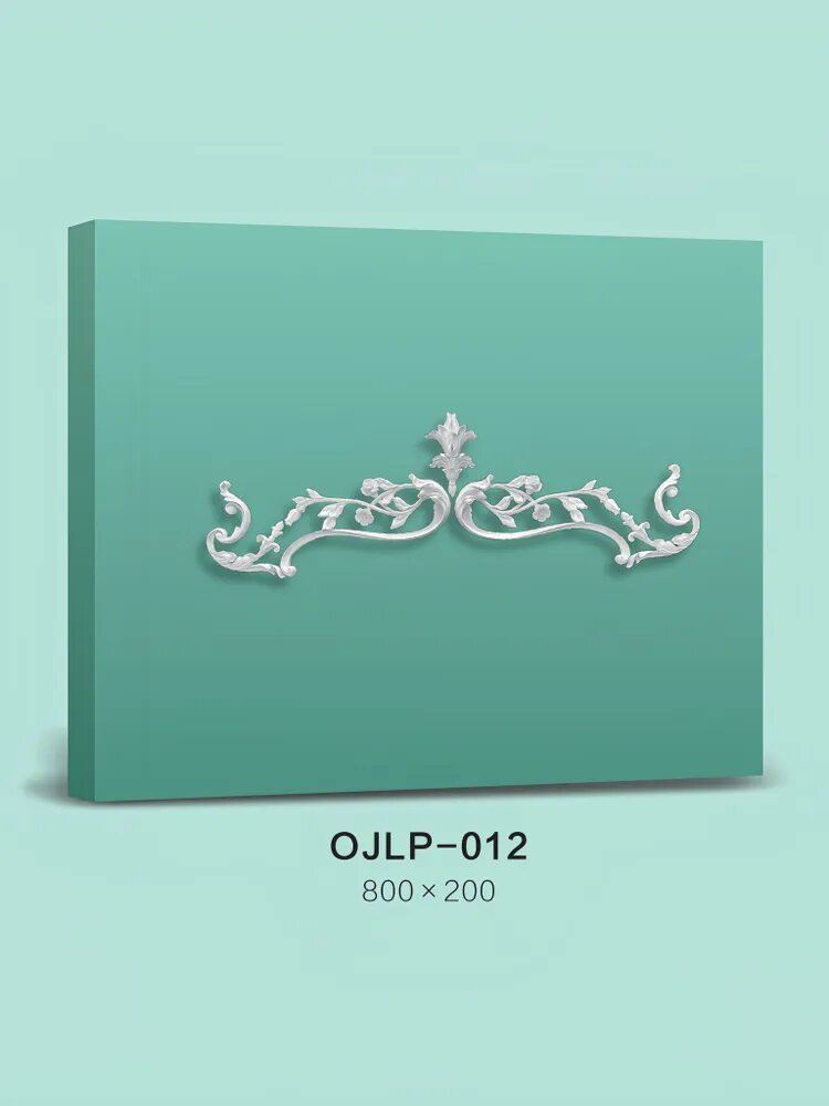 Декоративная панель из жесткого полиуретана Утонченные симметричные узоры белый OJLP-012, прочная водостойкая, для покраски на стену и потолок, размер 800x200 мм
