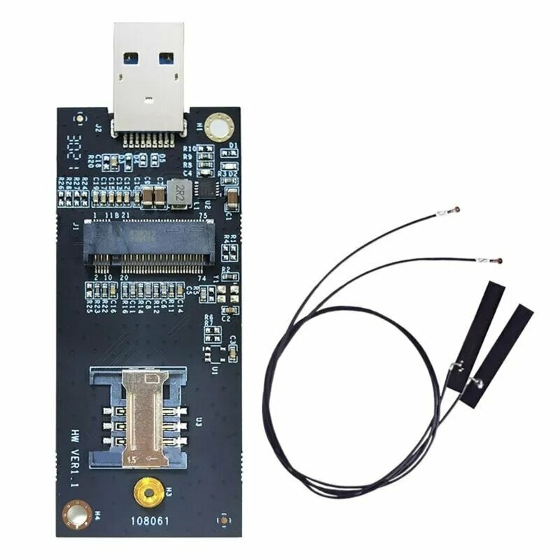 WWAN-адаптер M2 USB3.0 с SIM-слотом и антенной, - с 2 антеннами