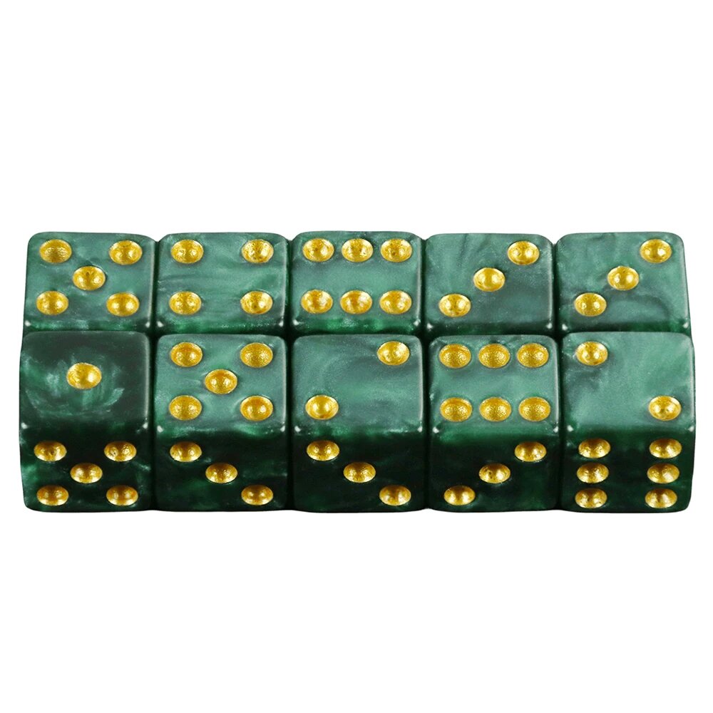 Мини-кубики D6 (10 шт.) мраморные с золотыми точками T&G