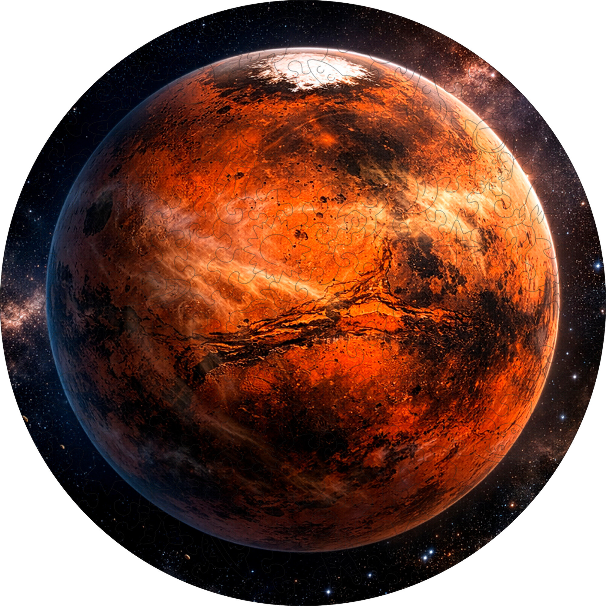 Деревянный пазл "Марс" коллекции "Космос" / 30х30см, 195 деталей / Подарок для взрослых и детей