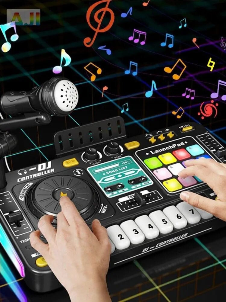 Детский музыкальный микшер DJ, с эффектами, световыми эффектами, от батареек — фото 1
