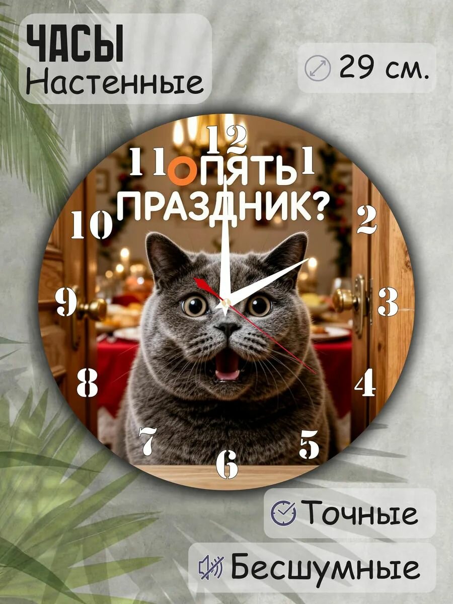 Часы настенные интерьерные круглые бесшумные для кухни