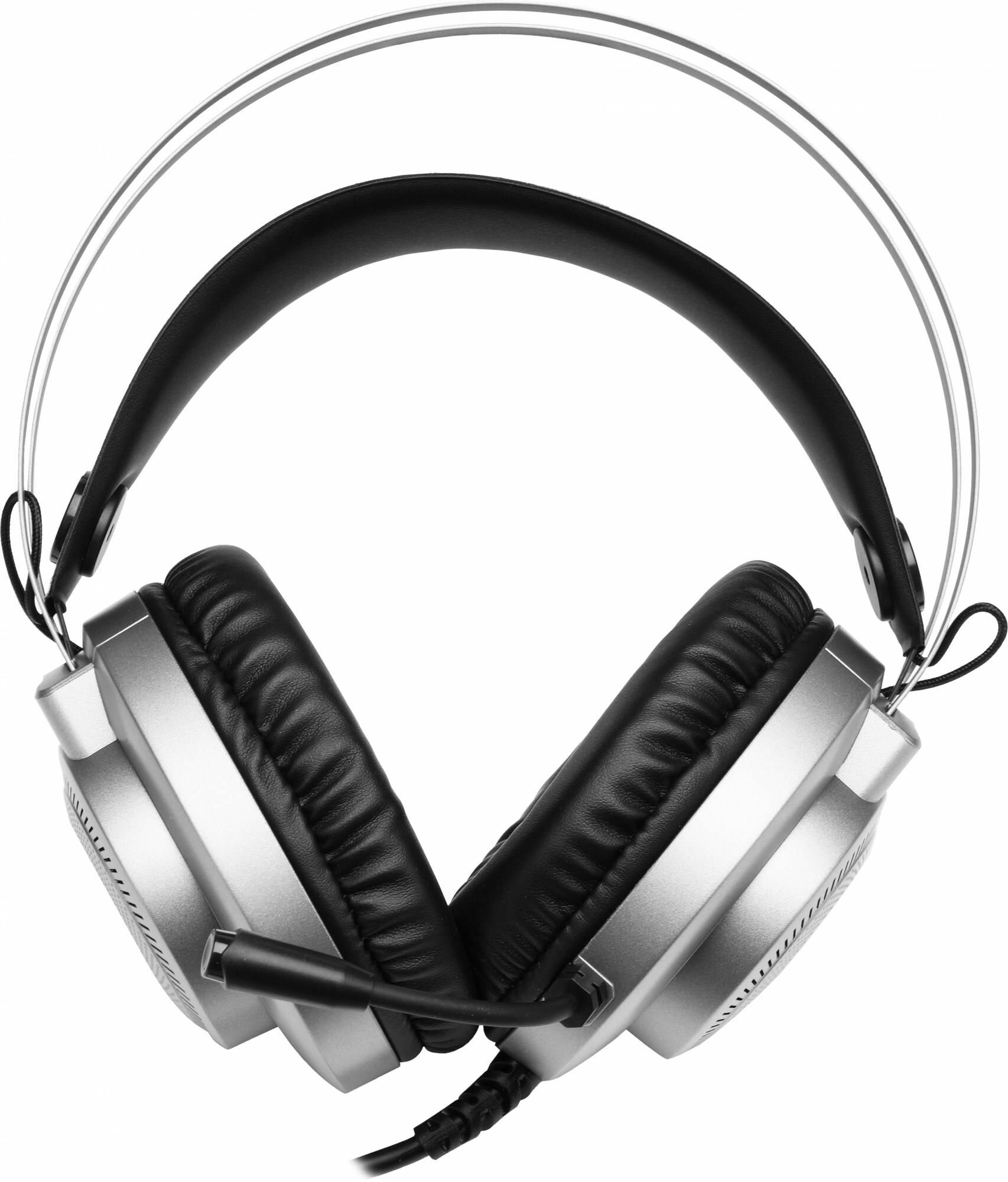 Наушники A4Tech с микрофоном, серый, 2 м, мониторные, USB, оголовье (J200S)