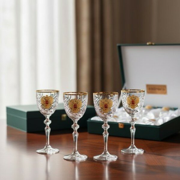 Набор хрустальных рюмок Золотая Русь