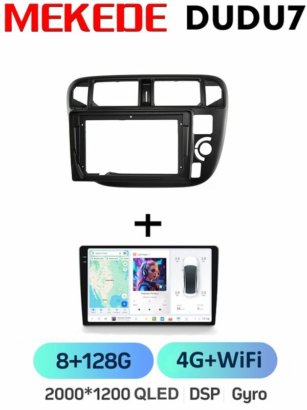 Магнитола 9" Mekede DUDU7 8/128 Gb для Honda Civic 6 1996-1999 Кондиционер Правый руль carpay Android