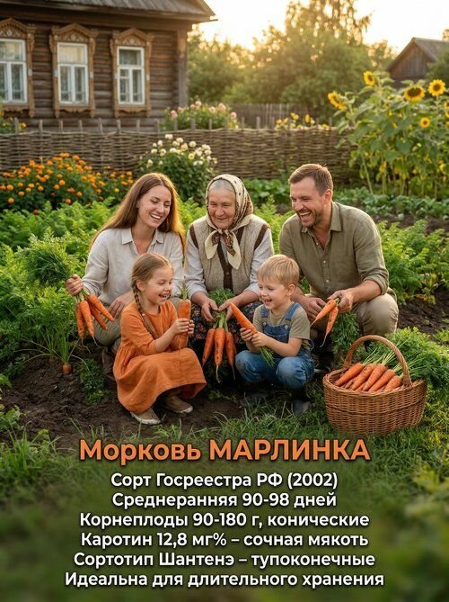 Морковь марлинка Сорт Госреестра РФ с 2002 года! Конические тупоконечные, мякоть нежная сочная, для длительного хранения