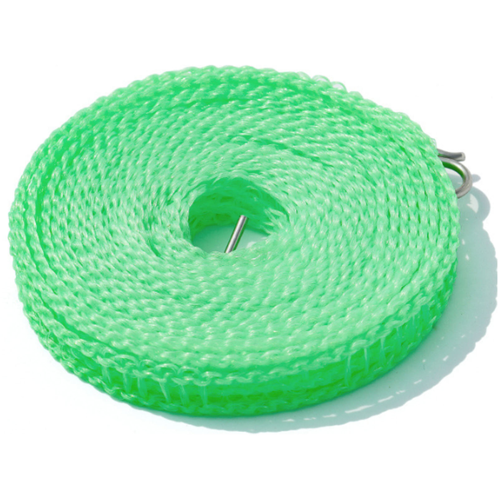 Бельевая веревка 8 метров, ветрозащитная, устойчивая к нагрузкам, нейлоновый материал, не требует сверления, подходит для использования внутри и снаружи помещений, зеленого цвета.