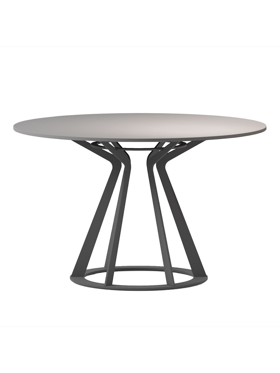 Стол Меркури матовый серого цвета на черной металлической опоре