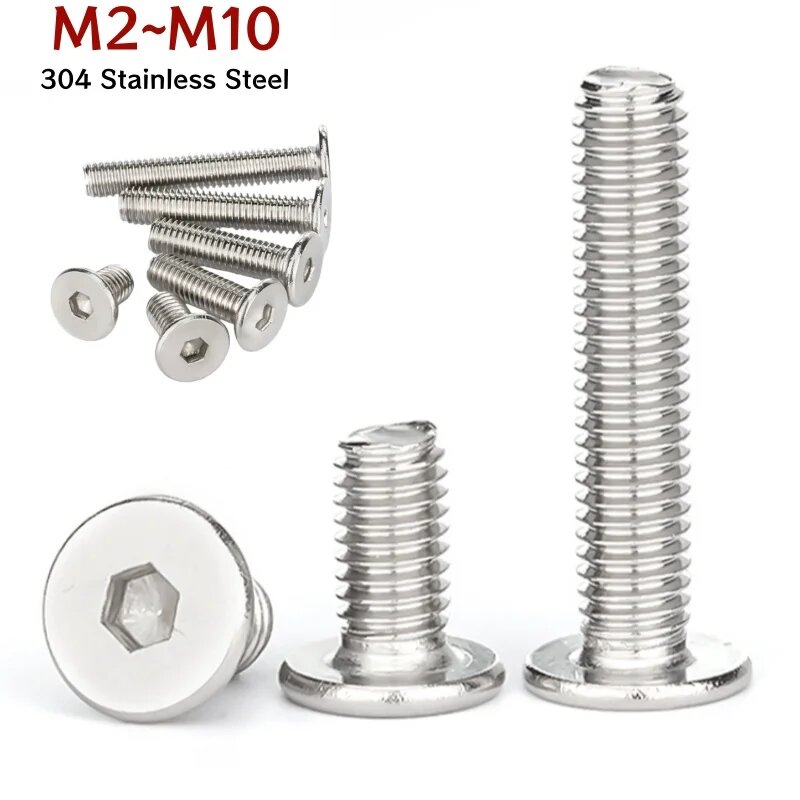 Нержавеющие шестигранные болты M2-M10 M5(dk 9.5mm)-30pcs, 8mm