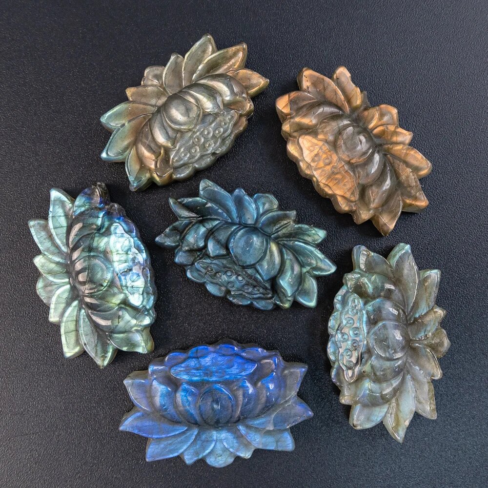 Синий лабрадорит, подвеска-лотос, 1 шт.