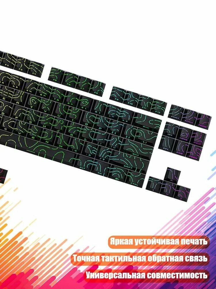 Клавиши Contour4.0 Боковая печать 97 клавиш Для механических клавиатур 61-87, Черный