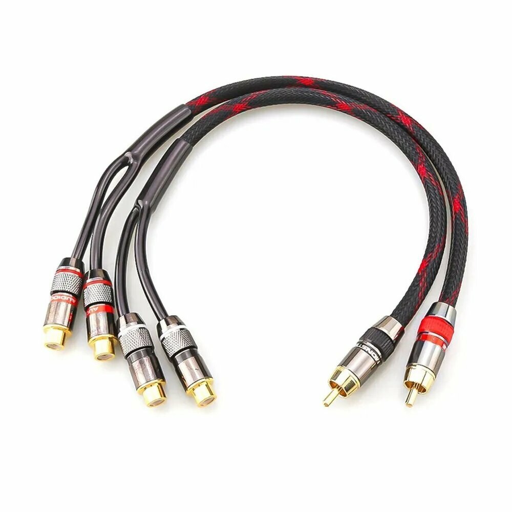Hi-Fi Y-разветвитель аудиокабель RCA-штекер на 2 гнезда RCA-разъем адаптеры кабель проводной шнур для усилителя 0,5 м