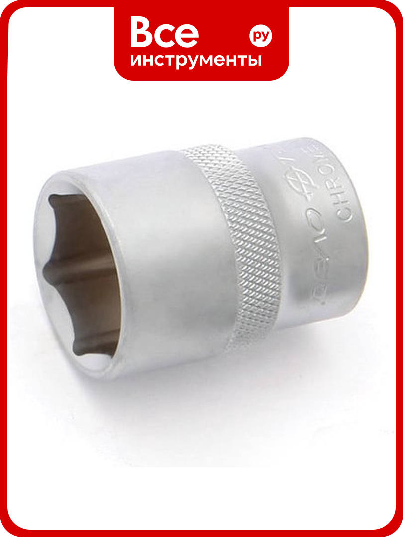 Головка шестигранная Дело Техники 19 мм 1/2″ 620019, выполнена из CrV, с квадратным креплением и подпружиненным шариком