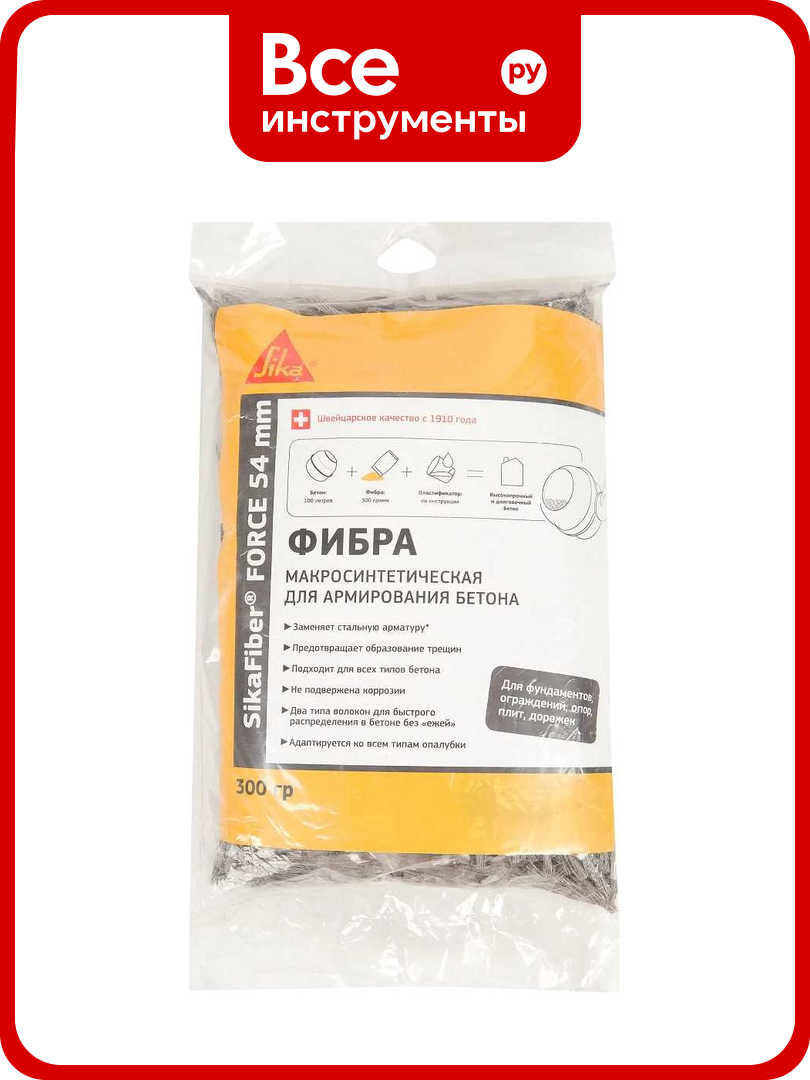 Полипропиленовая фибра для бетонов и растворов SIKA Fiber PPM-12 Пакет 0,3КГ 674232