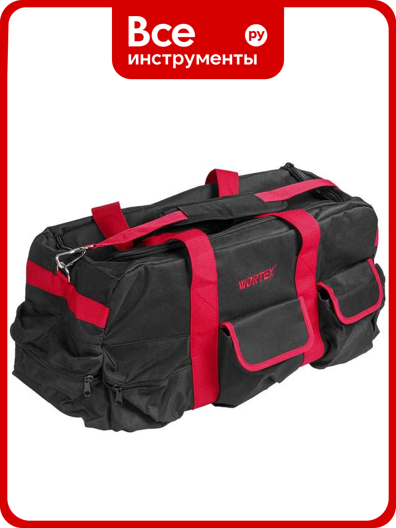 Сумка для инструмента WORTEX WB 3570 из нейлона, черный/красный, с наплечным ремнем, с отделением для ноутбука