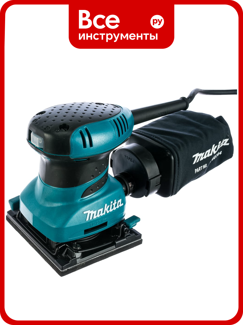 Вибрационная шлифмашина Makita BO 4555 профессионального класса щеточный двигатель возможность подключения к пылесосу
