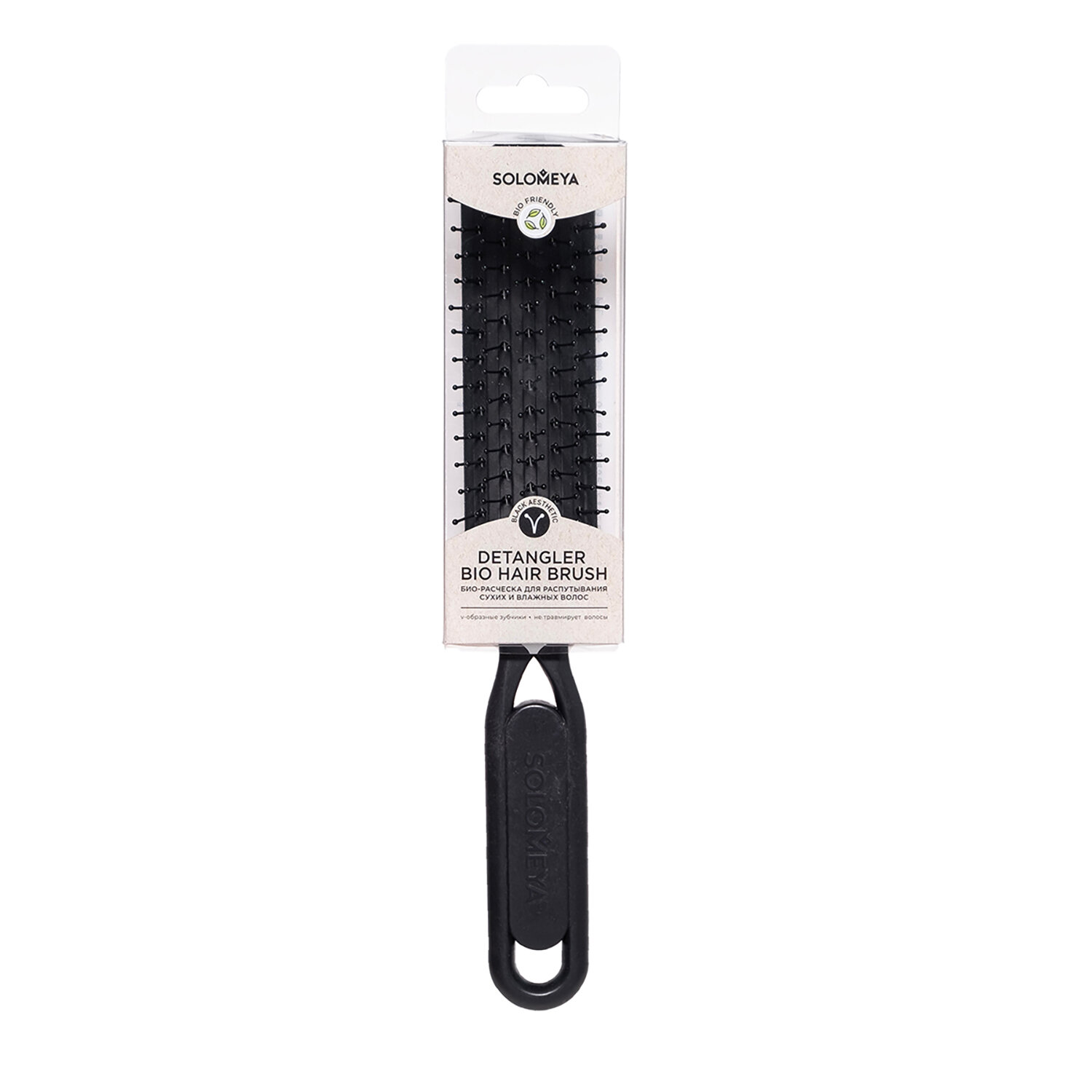 SOLOMEYA Detangler Hairbrush for Wet & Dry Hair Black Aesthetic Расческа для распутывания сухих и влажных волос черная
