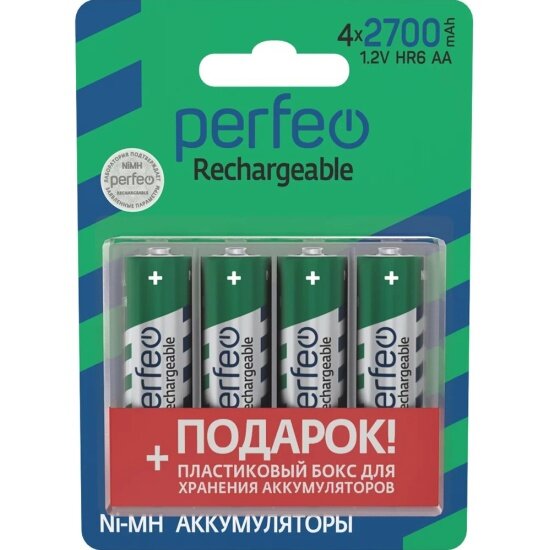 Аккумулятор Ni-MH Perfeo AA2700mAh/4BL+BOX, тип AA, 4шт, блистер