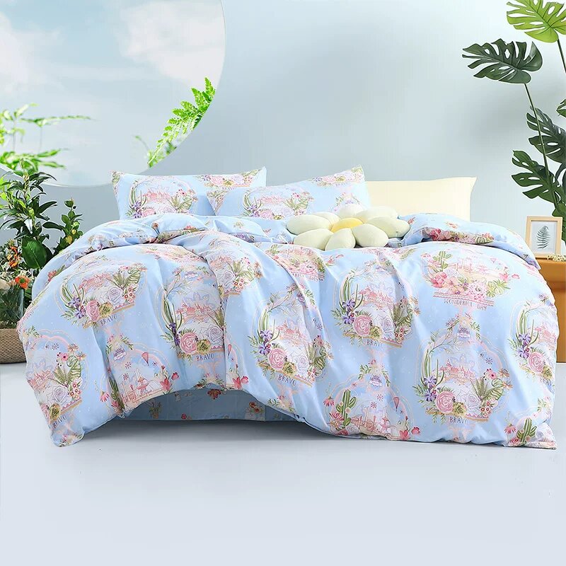 Комплект постельного белья Fuanna Home Textiles из 100% хлопка с начесом, 4 предмета, утолщенный, теплый, для