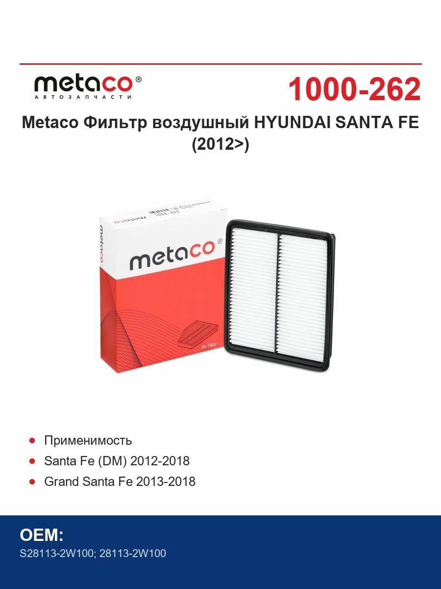Metaco Фильтр воздушный HYUNDAI SANTA FE (2012>)