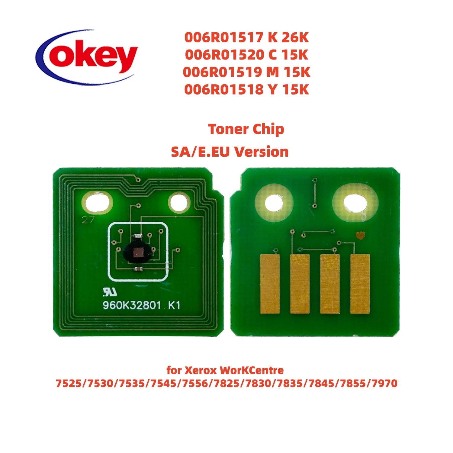 20 чипов тонера Cokey для Xerox WorkCentre, Color: 20pcs c5m5y5k5