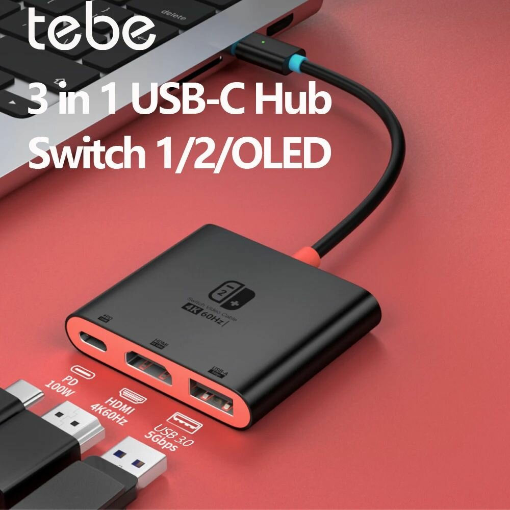 Портативная ТВ док станция конвертер переходник для телевизора Type-C HDMI для Nintendo Switch 1, 2 и OLED