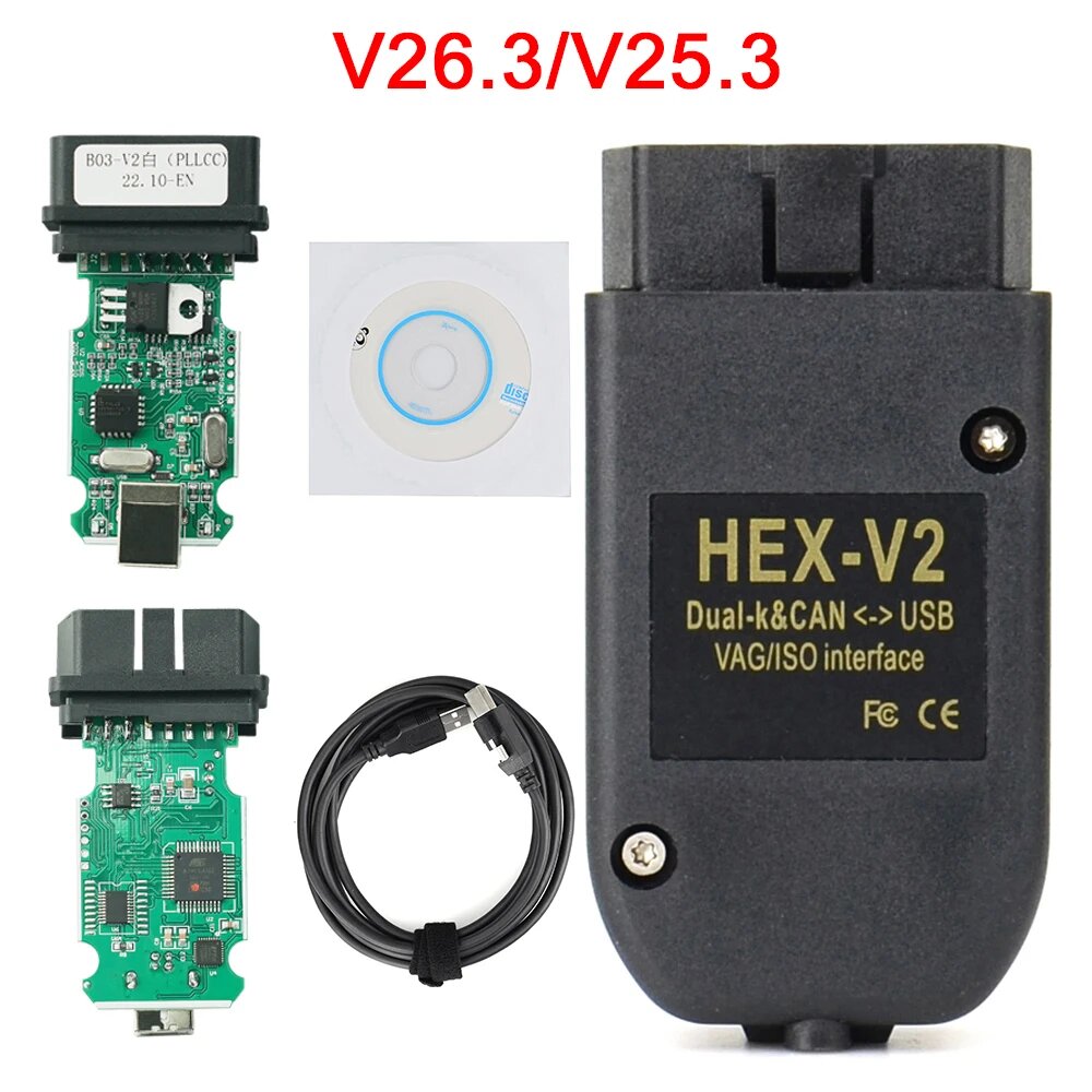 HEX-V2 V26.3/V25.3 VagCom интерфейс CAN USB для VW Audi Skoda, Испанский язык