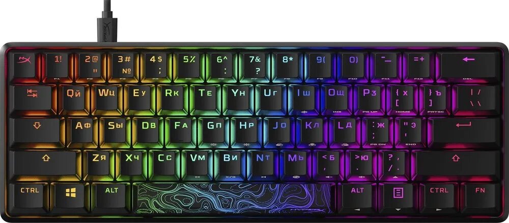 HyperX Alloy Origins 60 Red switch Проводная механическая игровая клавиатура, русская раскладка, черная