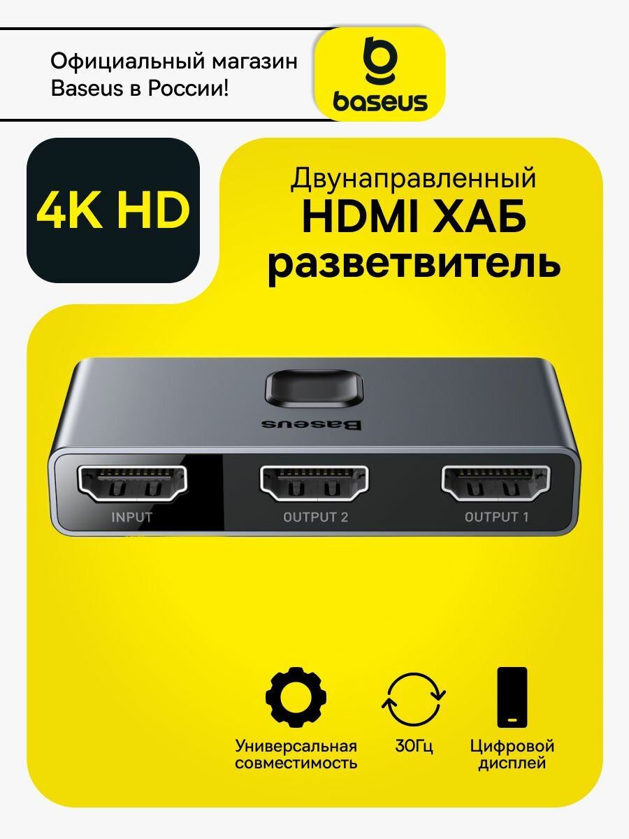 Baseus HDMI сплиттер 2 в 1 / 1 в 2