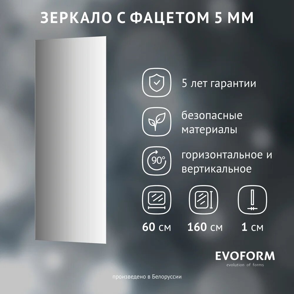 Зеркало Evoform Standard BY 0256 60x160 60 см, зеркало настенное в ванную