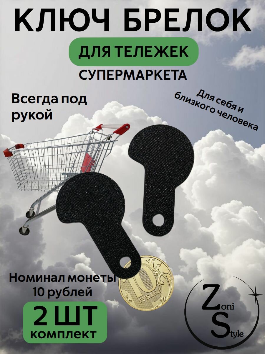 Ключ для тележки в супермаркете черный - 2шт. ключ для тележки тележечный ключ черный