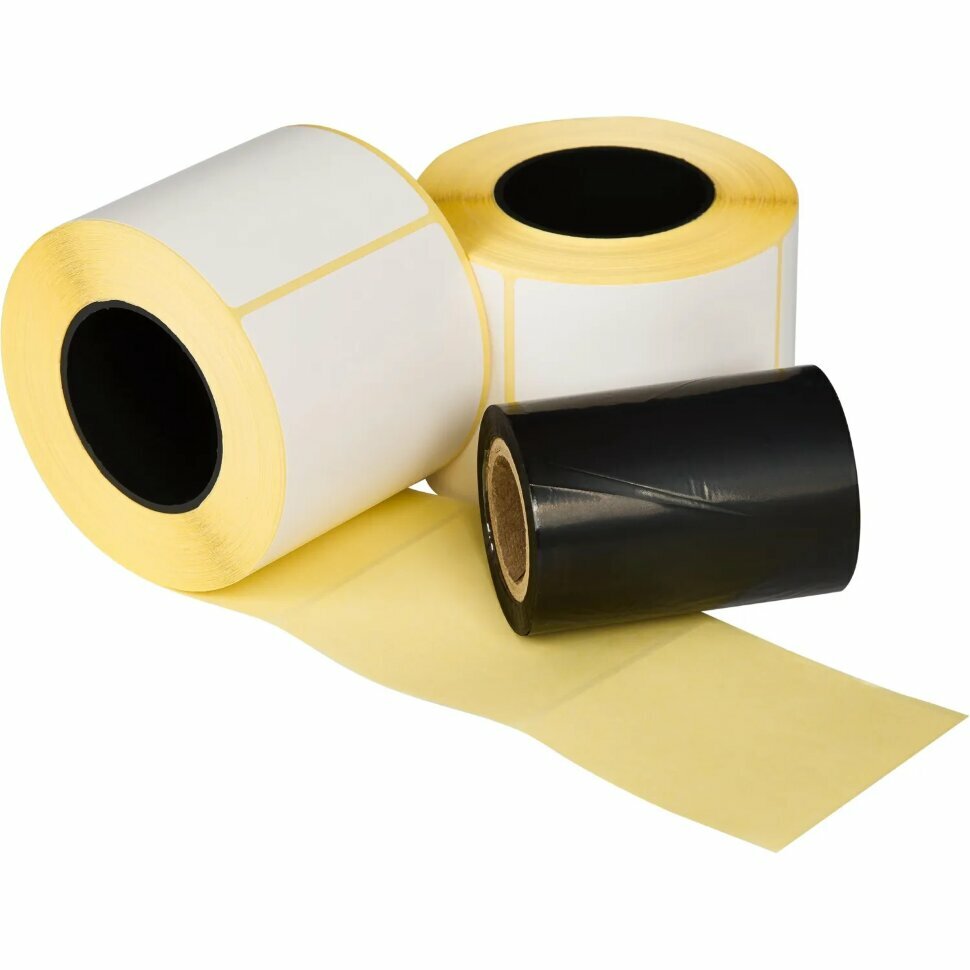 Термотрансферные этикетки ПГЛ 58х60 (4 шт.)+риббон WAX 60x100 в комплекте, 2116651