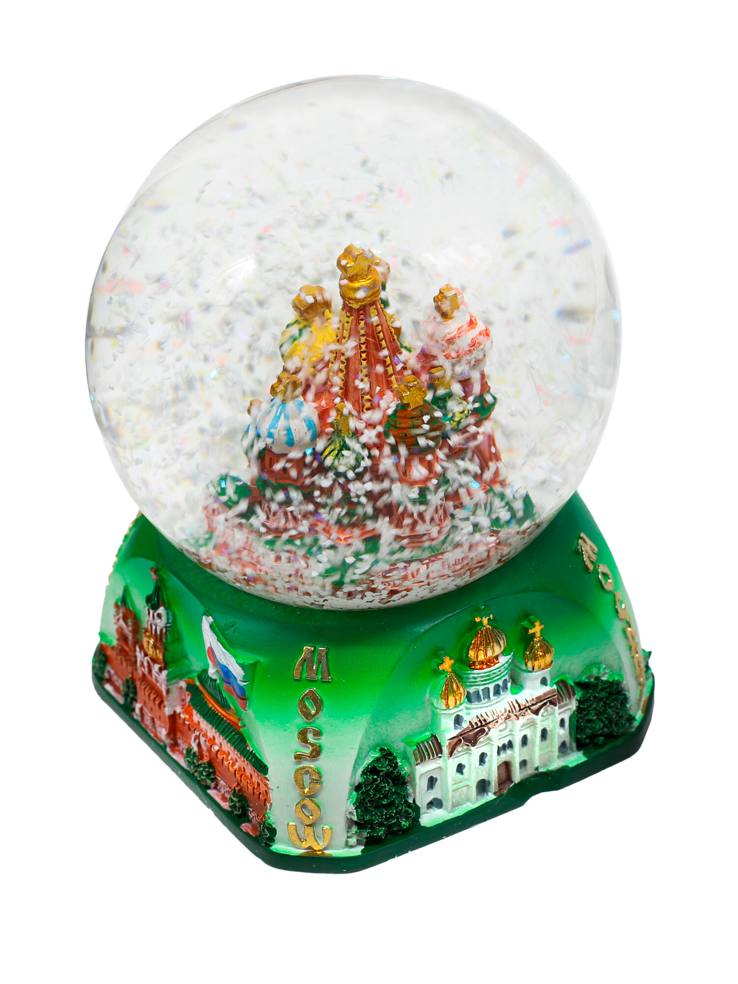 Снежный шар "Москва. Достопримечательности", зеленый, 45 мм.