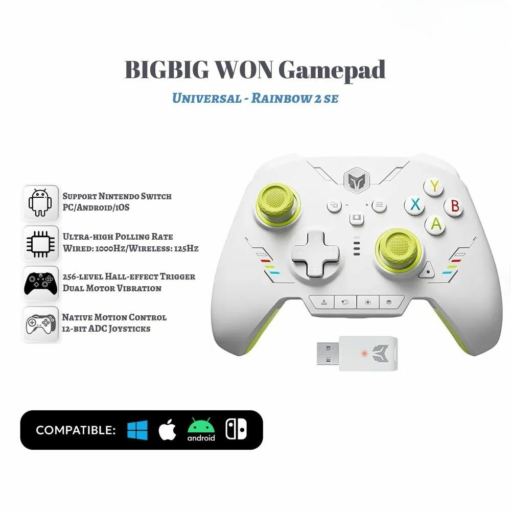 BIGBIG WON Rainbow 2 SE Беспроводной игровой контроллер Motion Control запускает эффект Холла для коммутатора / ПК / Android / iOS