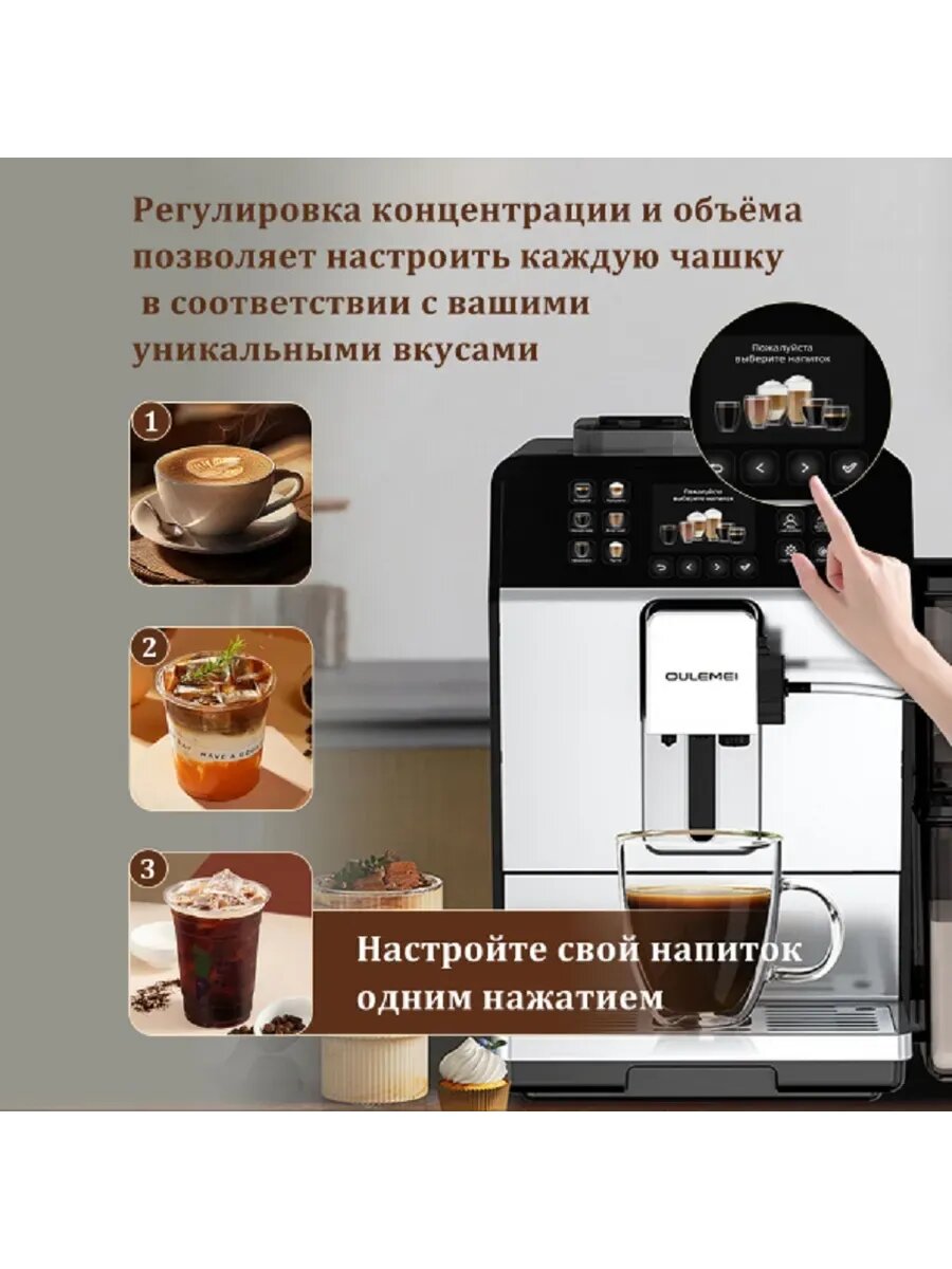 Кофемашина Gexiao OLM-KFA028, 20 Бар, 1450Вт, 2.8" LCD+IMD экран