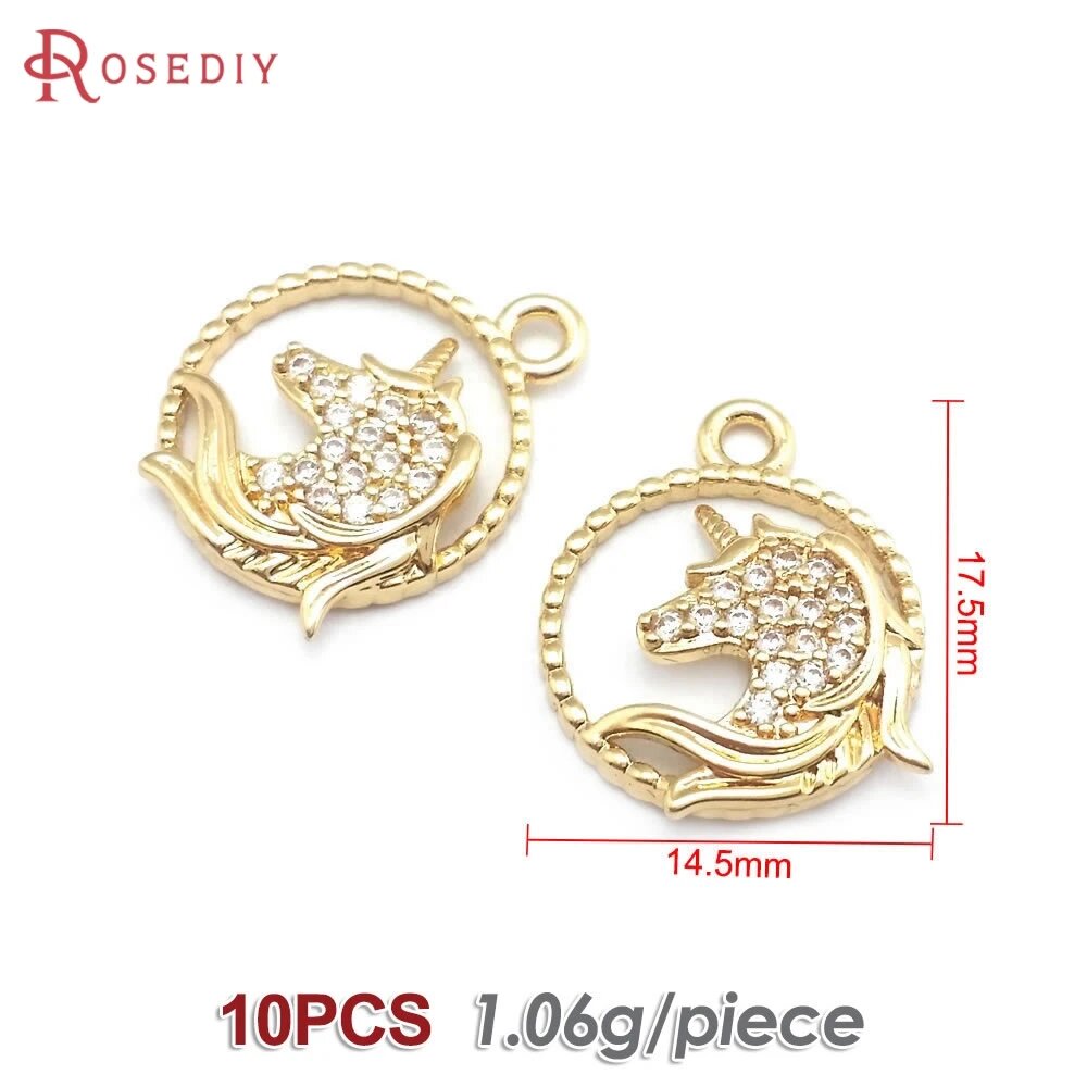 Подвески-шармы Пегас из латуни Rosediy 18K Gold Color, 17.5x14.5MM 10PCS