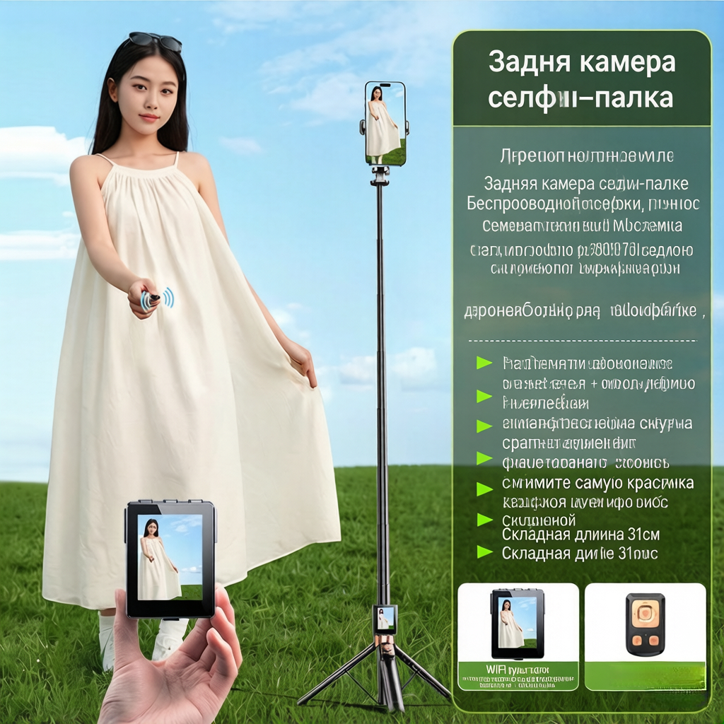 Умный монопод с пультом и Screen Mirroring, для стримов и туризма, фокус с задней камеры