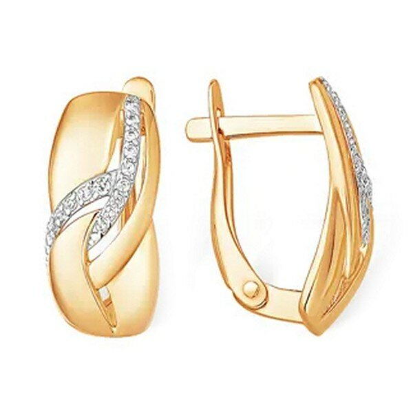 Серьги, красное золото, 585 проба, фианит