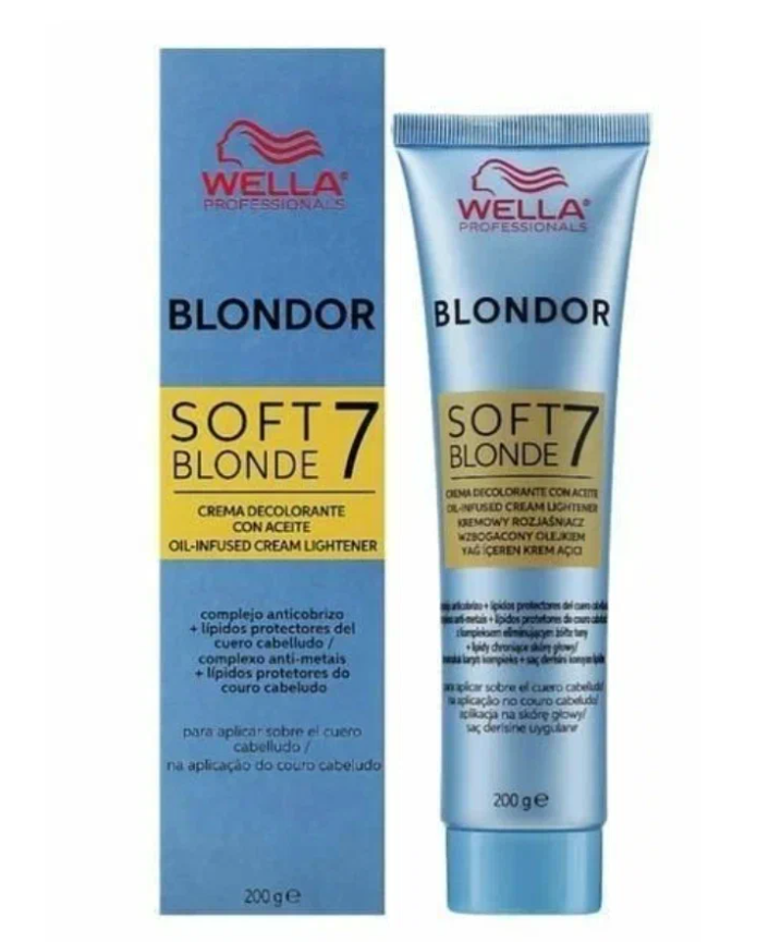 Крем-осветлитель Wella Professional Blondor "Multi Soft", блонд для натуральных и осветленных волос, 200 г